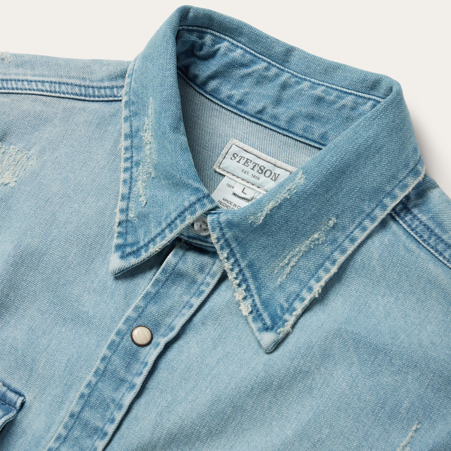 Distressed Denim Western Shirt | Stetson