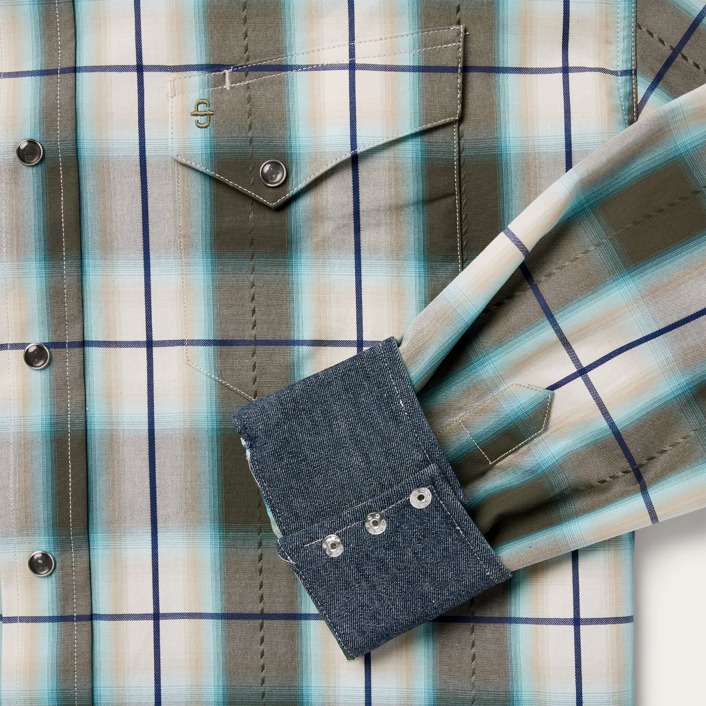 Olive Ombre Plaid Western Shirt | Stetson