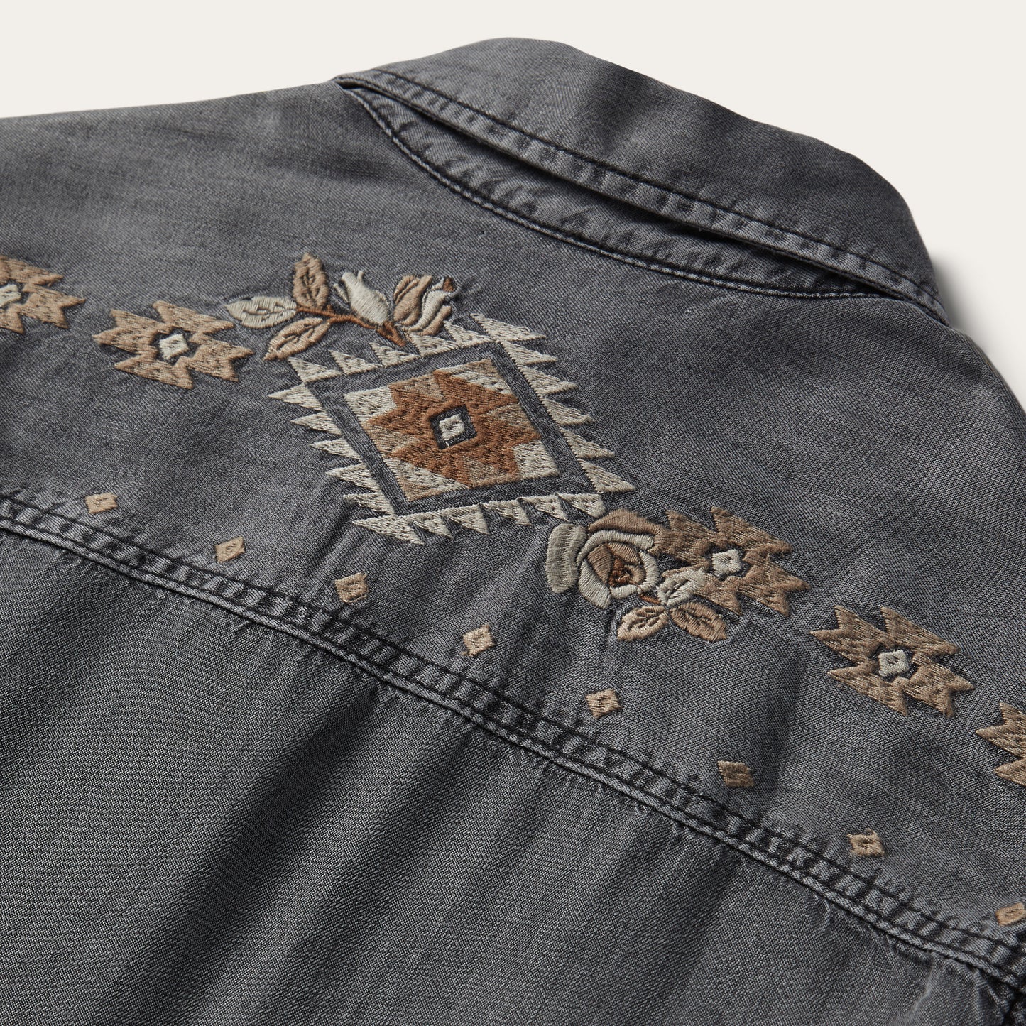 Embroidered Snap Front Shirt Dress | Stetson