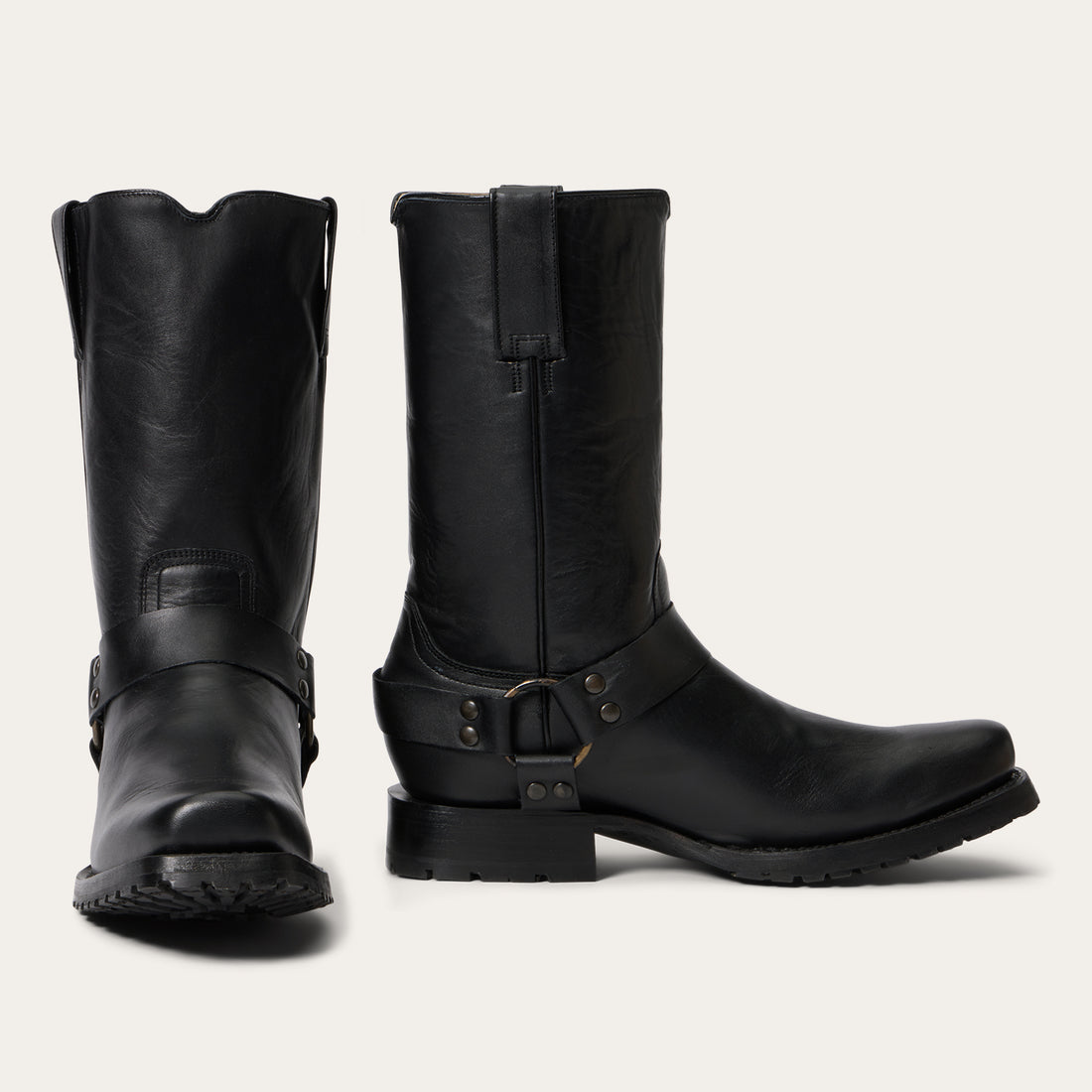 STETSON Men's Black Harness Moto Boots | Engineer Boots