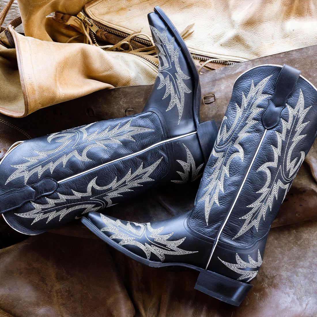 Tina Black & White Flame Embroidered Cowboy Boot | Stetson
