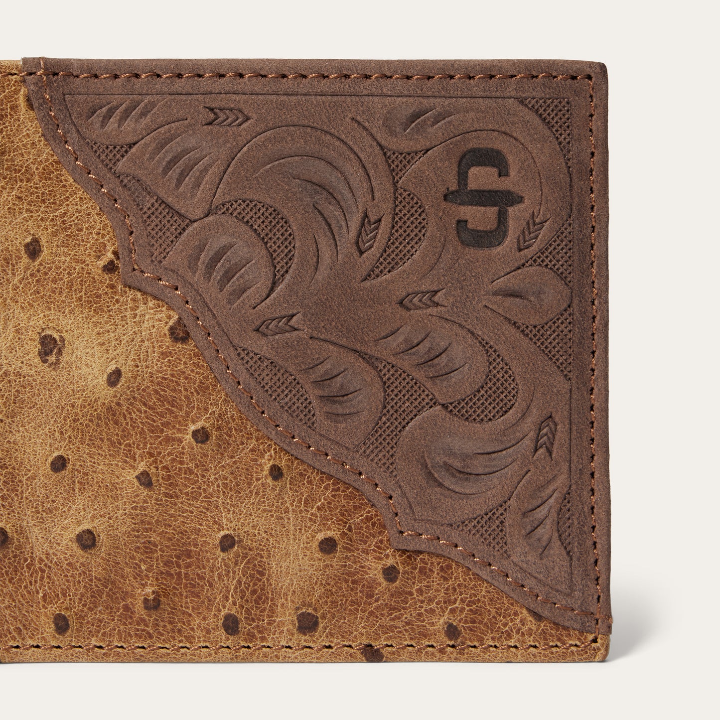 Tooled Embossed Ostrich Bi-Fold Wallet | Stetson