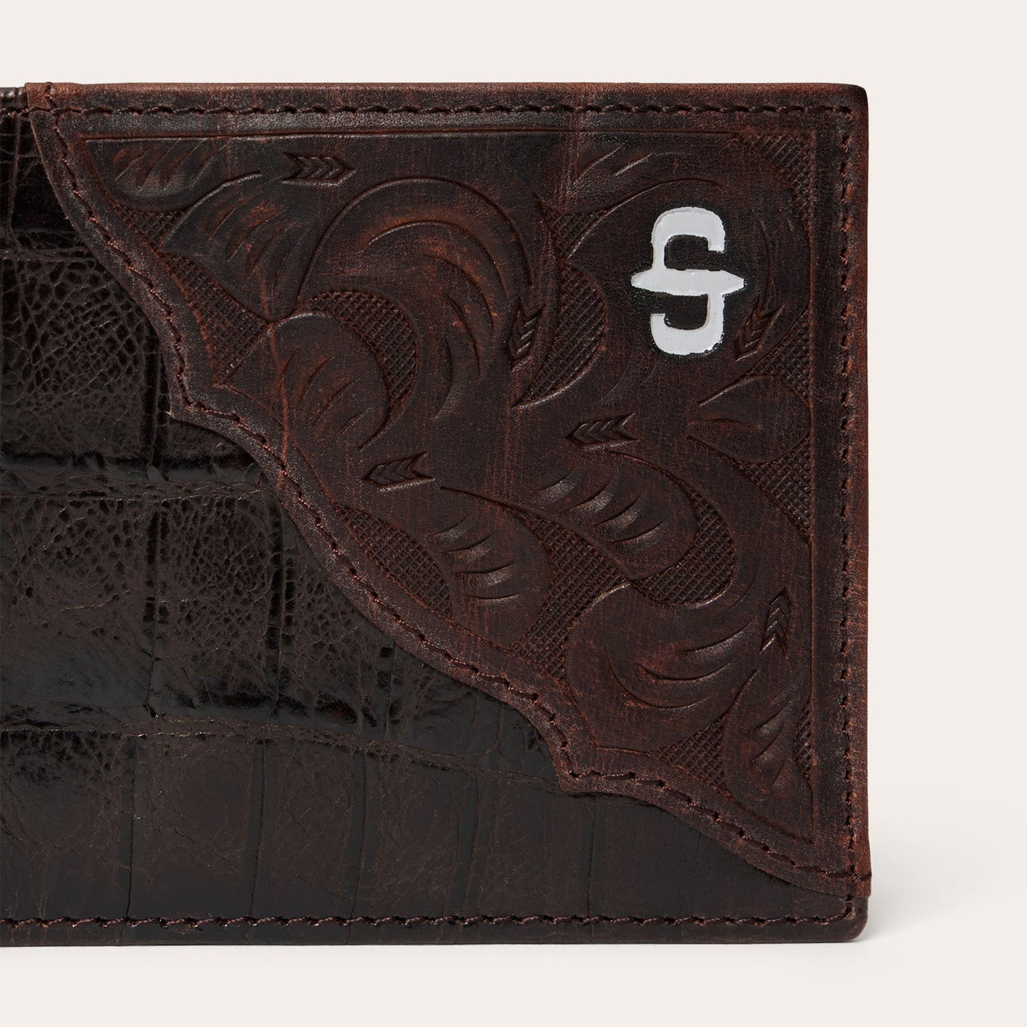 Tooled Embossed Croco Bi-Fold Wallet | Stetson