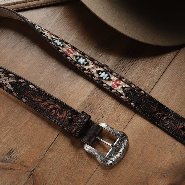 Embroidered Tooled Tab Belt | Stetson