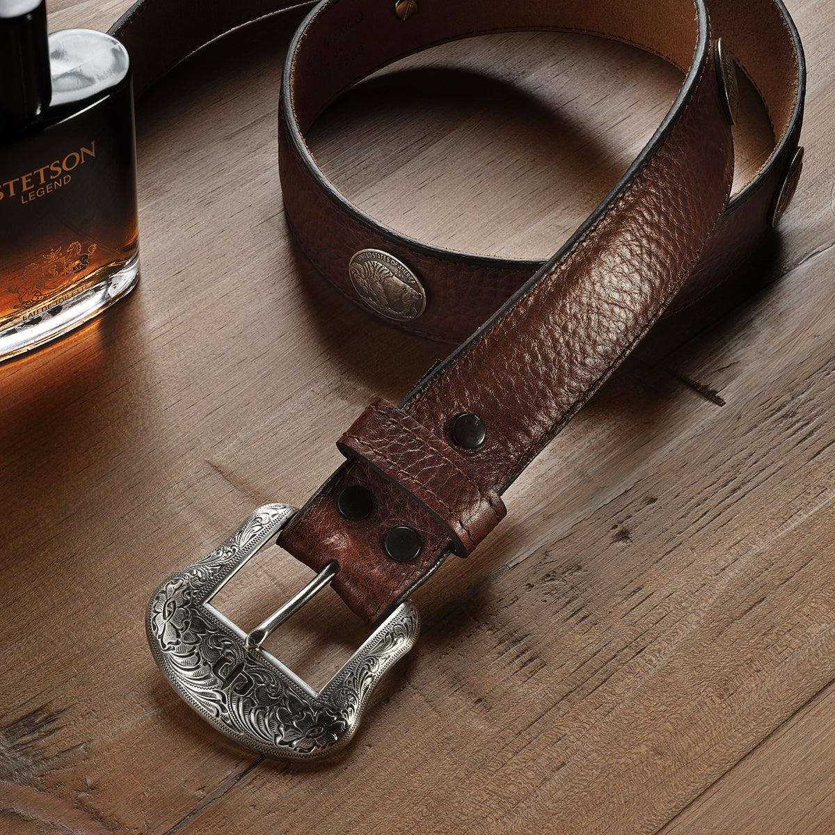 Bison Leather Concho Belt | Stetson