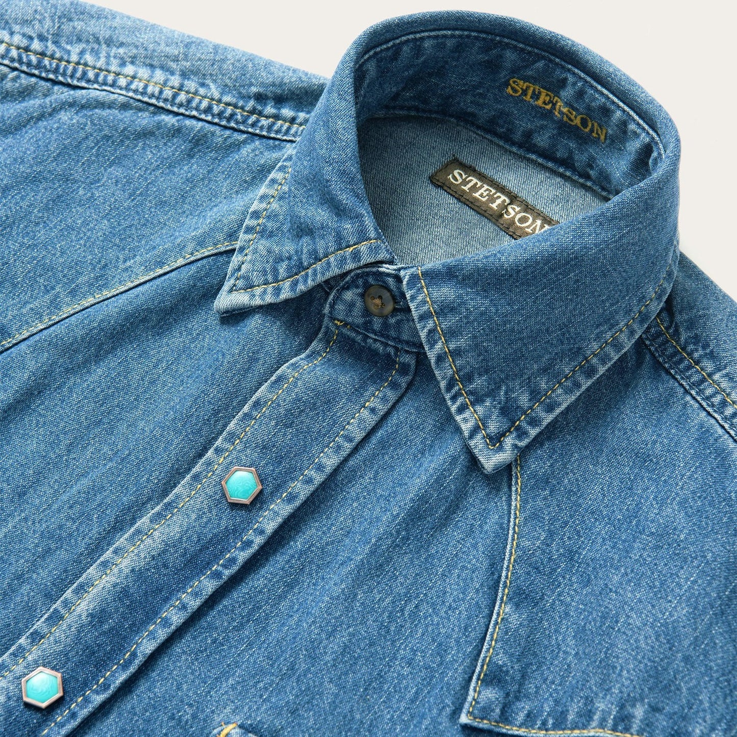Turquoise Snap Western Denim Shirt | Stetson
