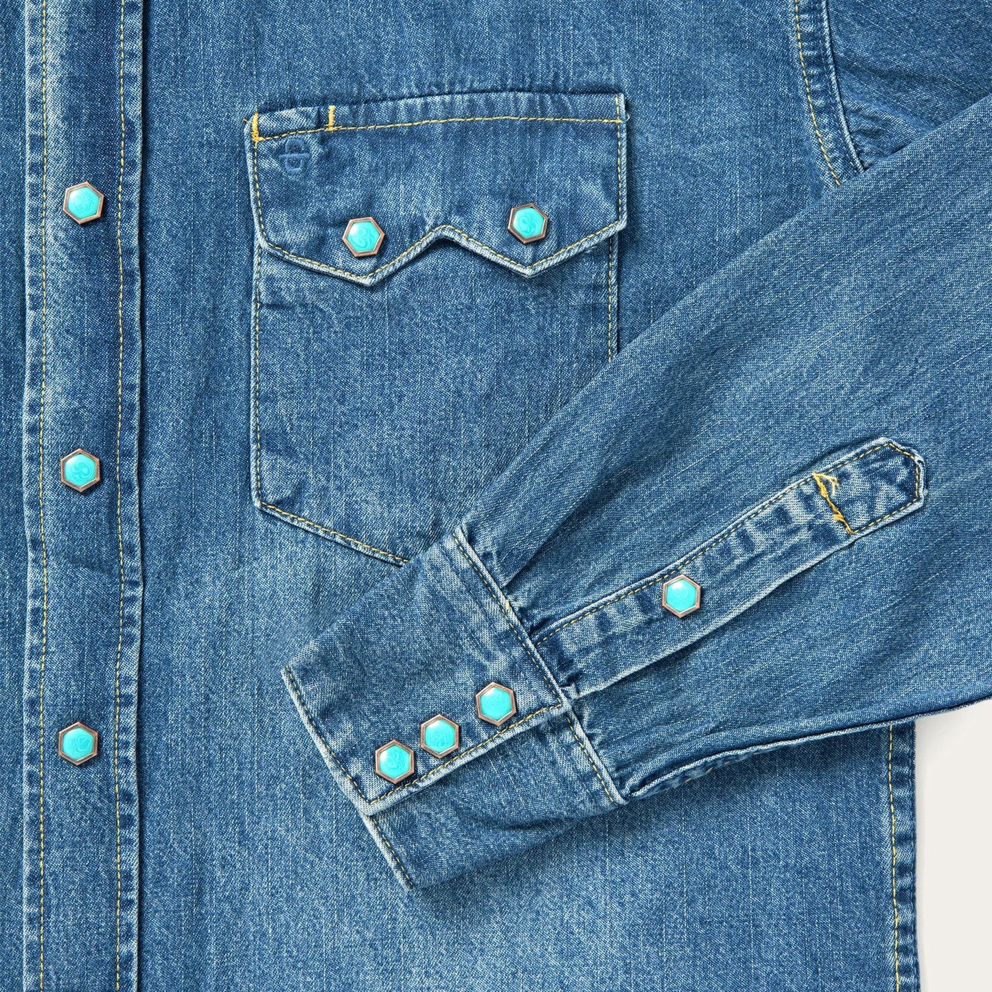 Turquoise Snap Western Denim Shirt | Stetson