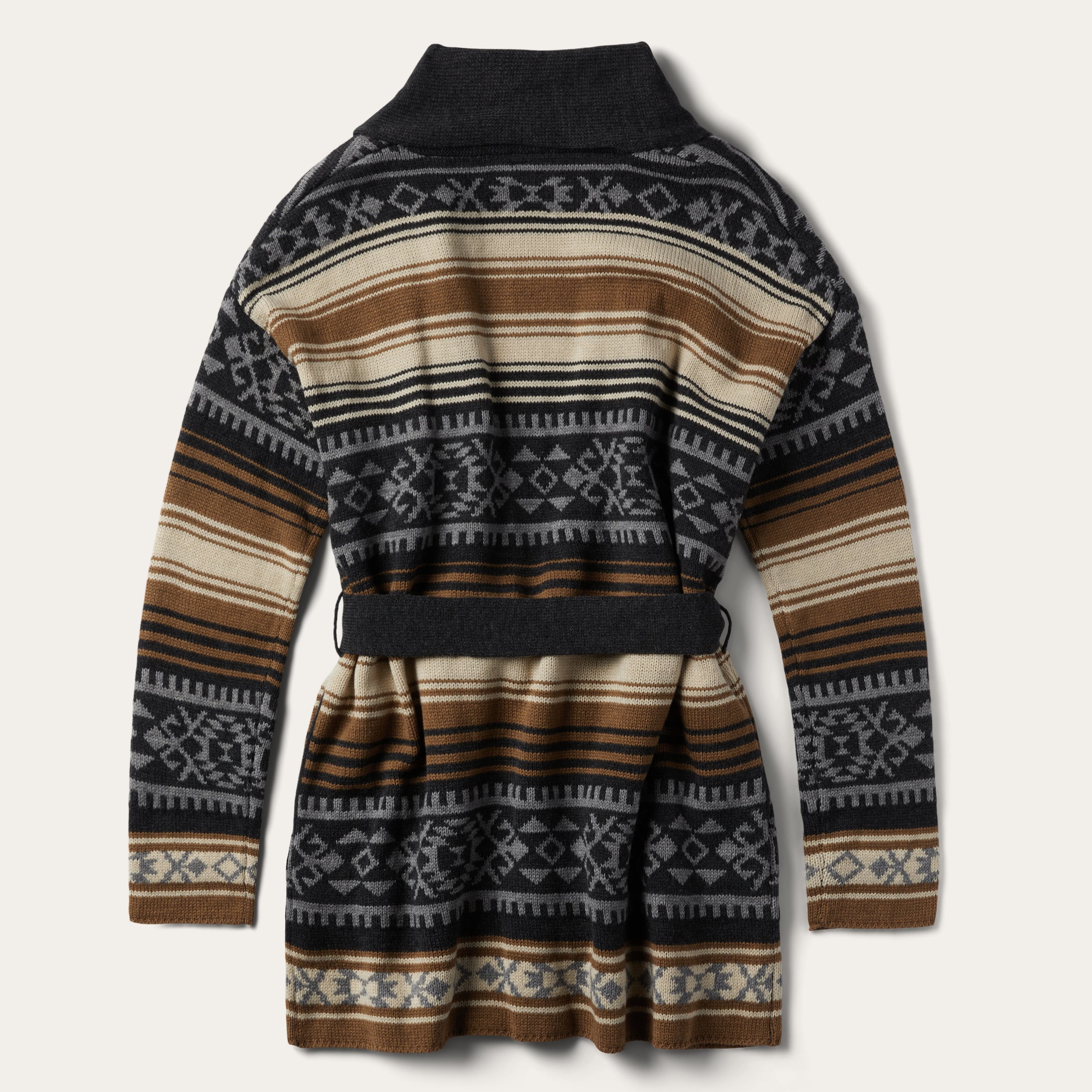 Brown Serape Belted Cardigan | Stetson