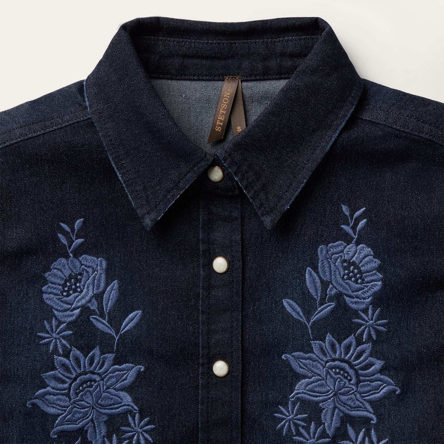 Embroidered Dark Denim Snap Front Shirt | Stetson