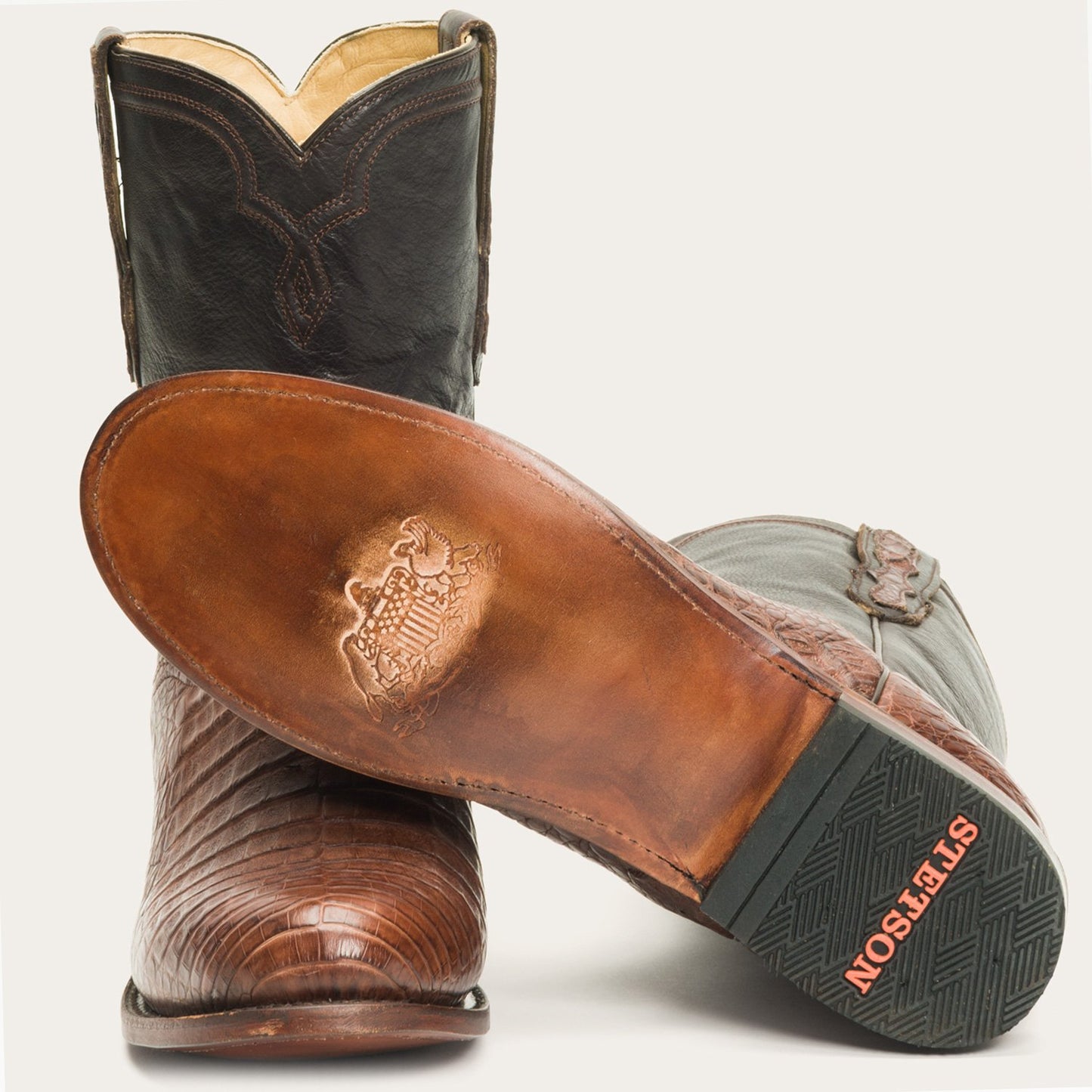 Stetson Men's Roper Boots in Brown Caiman Belly | Shop Now